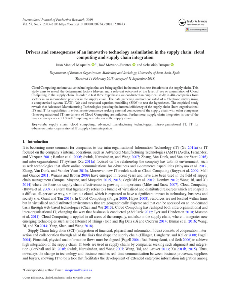 Drivers and consequences of an innovative technology assimilation in ...