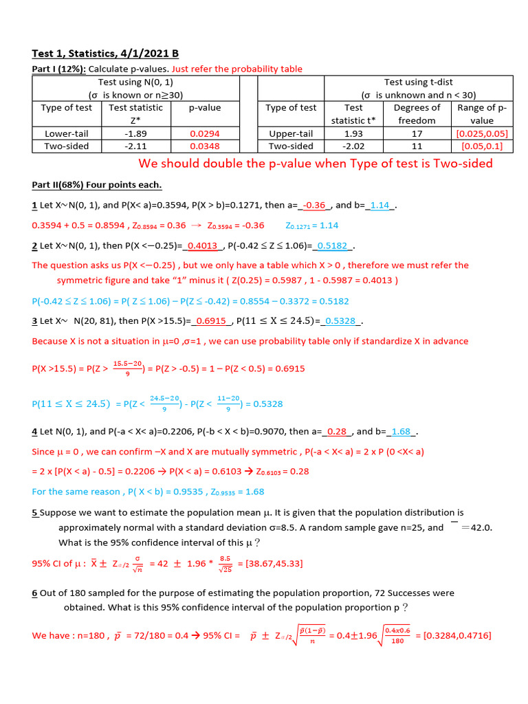 (B) Solution and Explanation | PDF | P Value | Sample Size Determination
