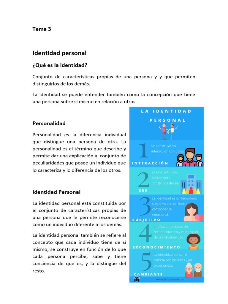 Formación de la Identidad Personal | PDF | Amistad | Autoestima