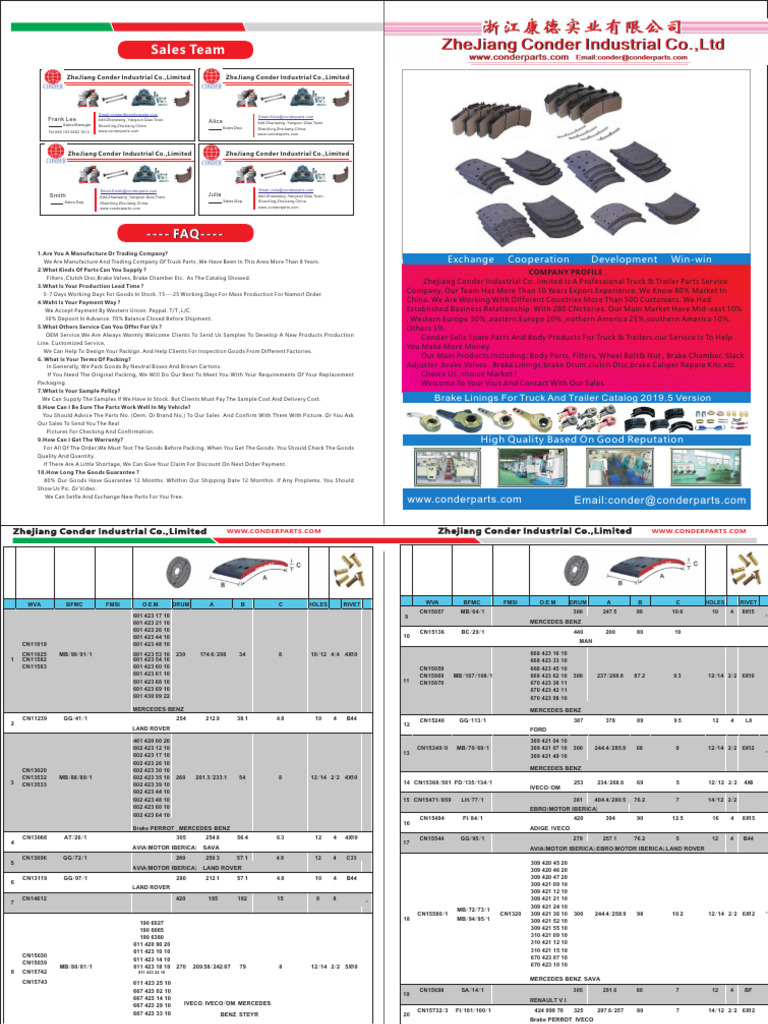 2019.6 Version-Brake Lining Catalog | PDF | Brake | Motor Vehicle