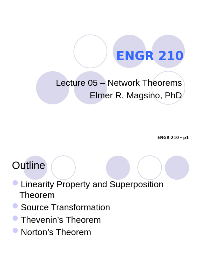 Lecture05 - Network Theorems | PDF | Electrical Network | Electrical Engineering