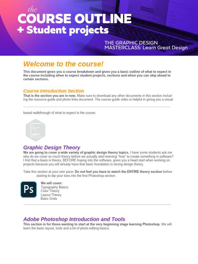 CourseOutline&StudentProjects GraphicDesignMasterclass Skillshare | PDF | Adobe Photoshop ...