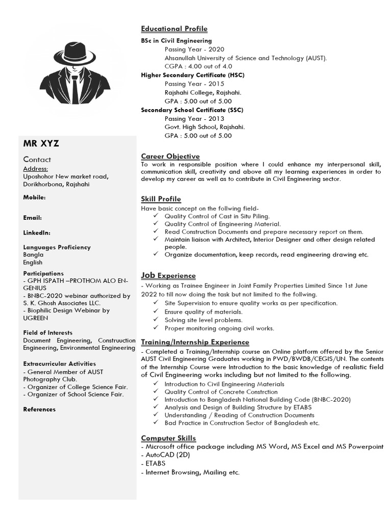XYZ CV | PDF | Engineering | Civil Engineering