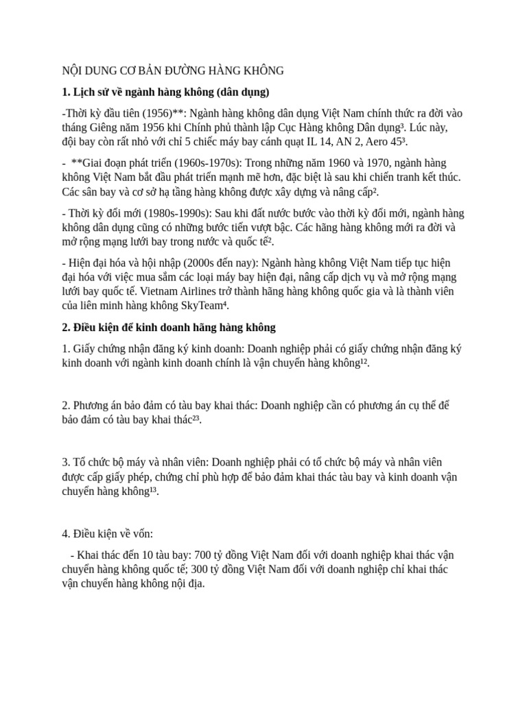 N I Dung Cơ B N Đư NG Hàng Không | PDF