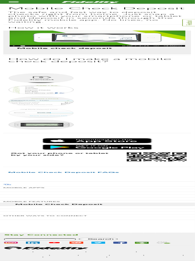 Fidelity Mobile Check Deposit | PDF | Mobile Software | Telephony Equipment