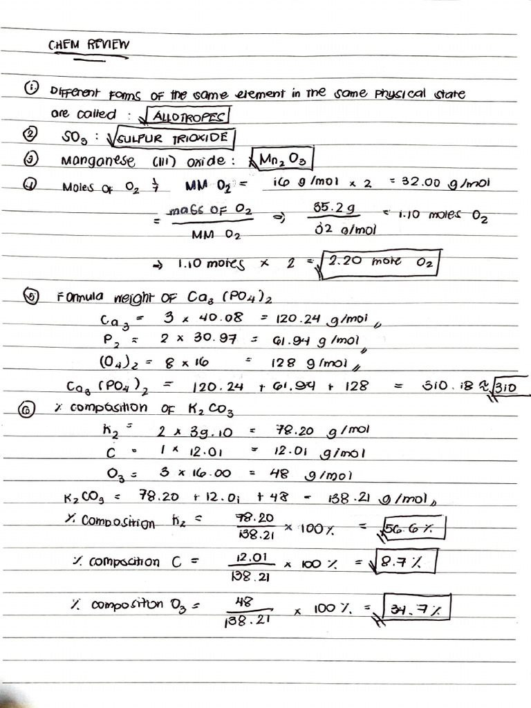 Chem FE ReviewSolutions | PDF