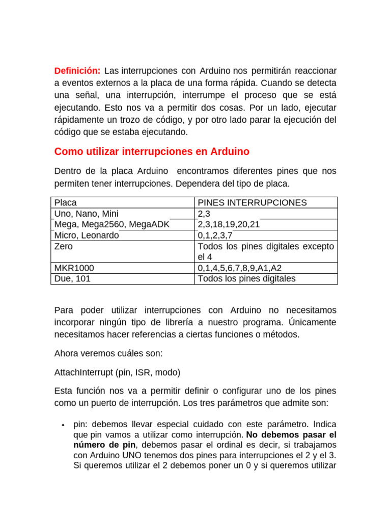 Como utilizar interrupciones en arduino | PDF | Arduino | Informática