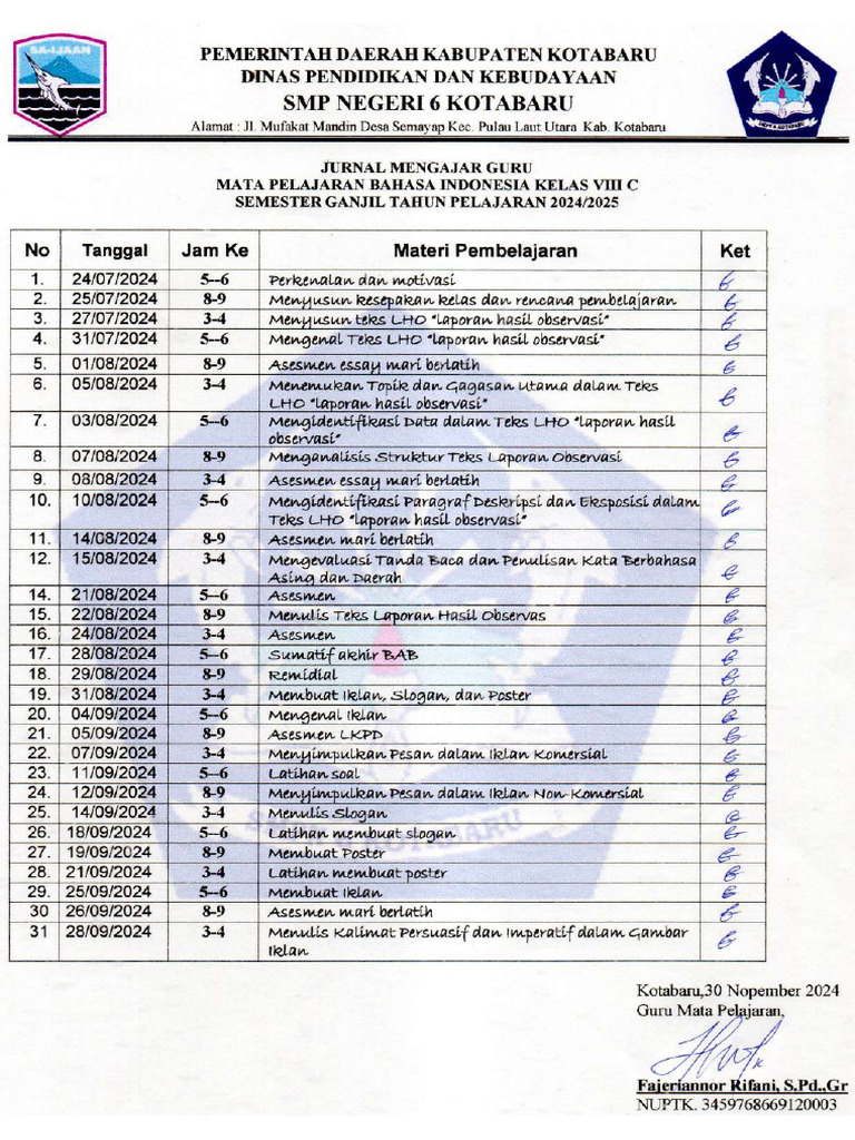 Fajeriannor Rifani - Jurnal Mengajar Juli-Des 2024 | PDF
