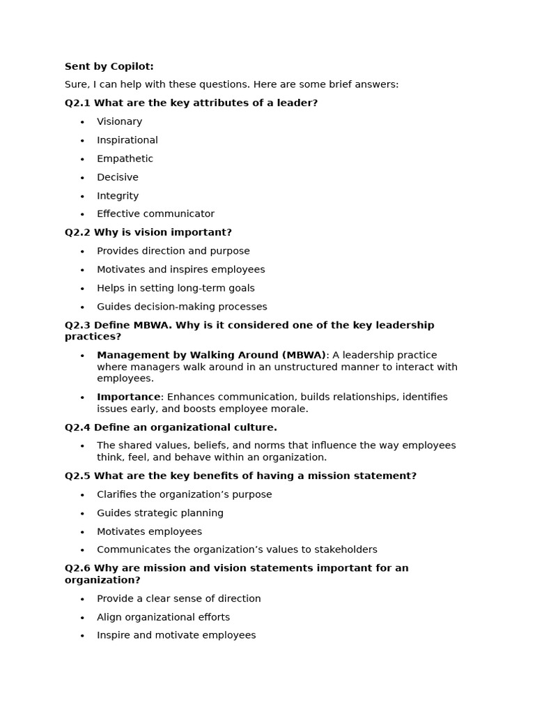 Self Assessment Chapter-2 | PDF | Leadership | Goal