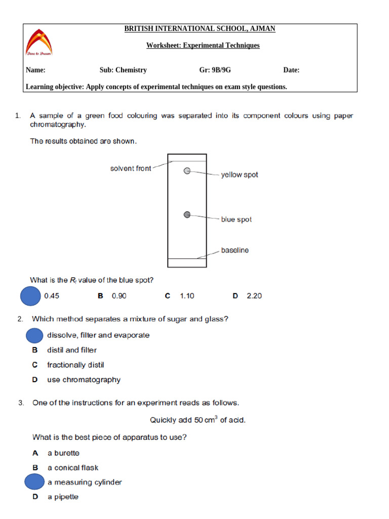 Gr 9 Chem Revision worksheet 1[MS] | PDF
