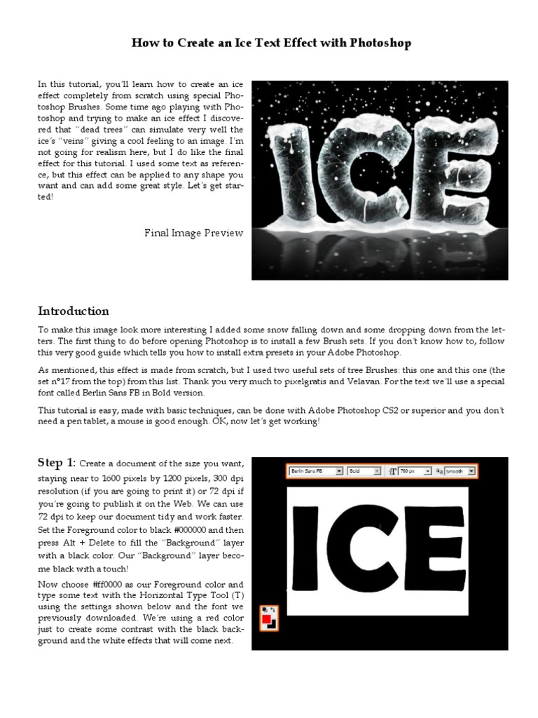 How To Create An Ice Text Effect With Photoshop | PDF | Adobe Photoshop ...