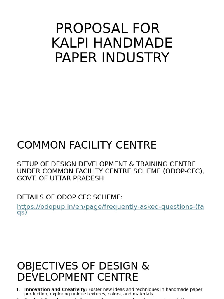 Kalpi Handmade Paper Industry Proposal | PDF