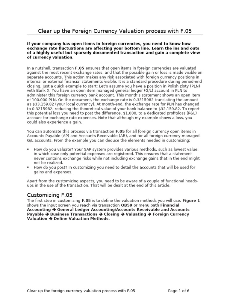 Foreign Currency Valuation with F.05 | PDF | Valuation (Finance ...