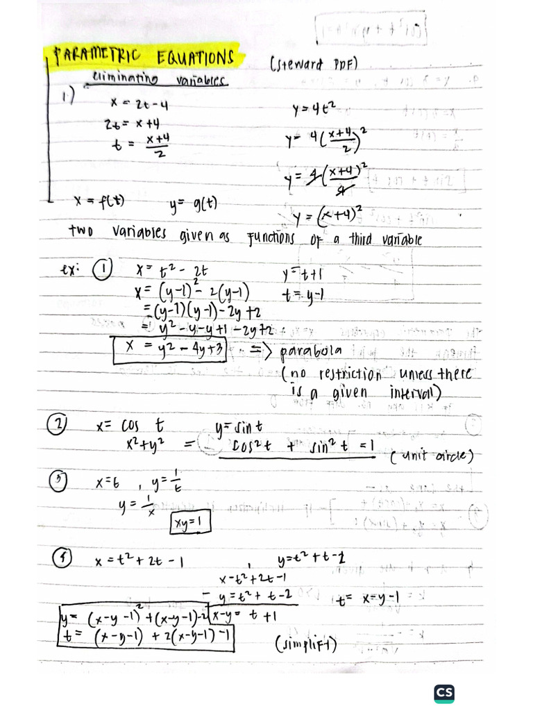 Parametric Equations | PDF