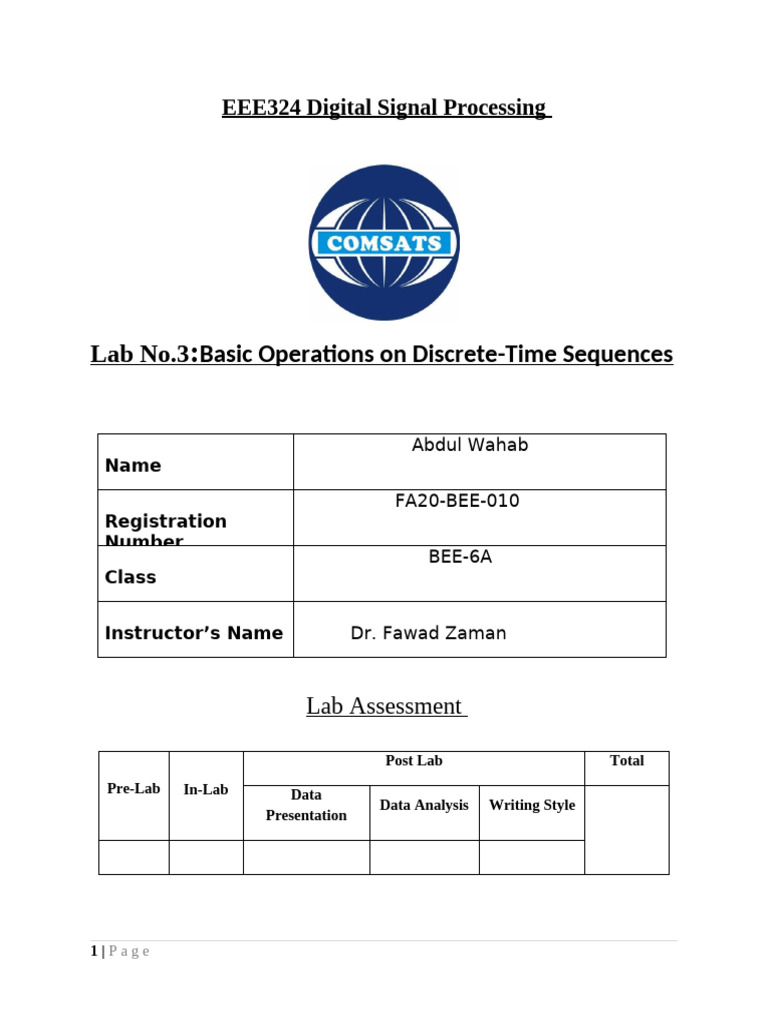 Abdul Wahab DSP LAB 33 | PDF | Function (Mathematics) | Exponential Function