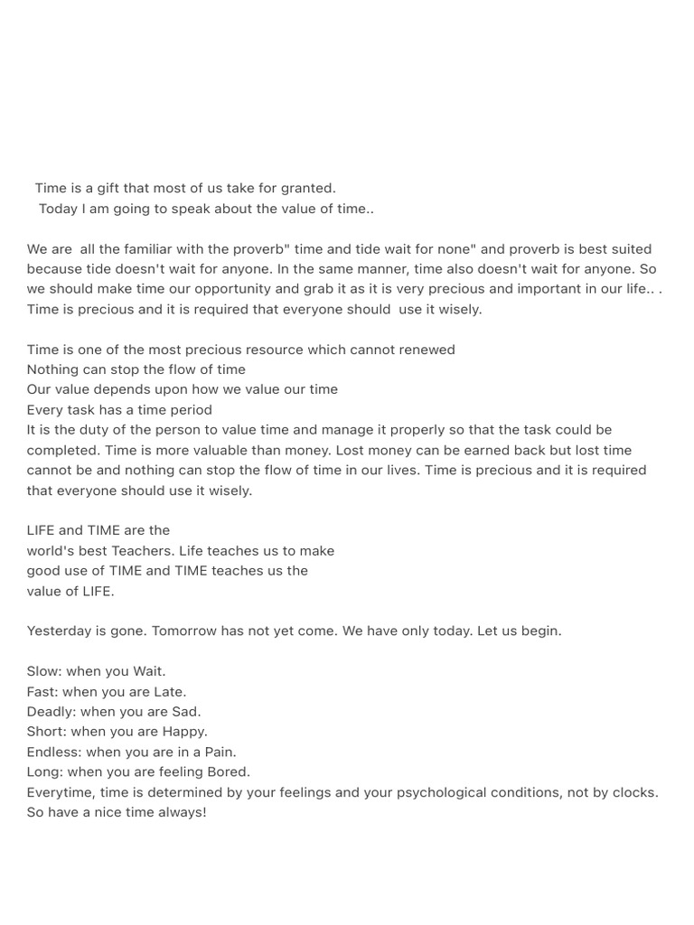 Time Is A Gift That Most of Us Take For Granted | PDF