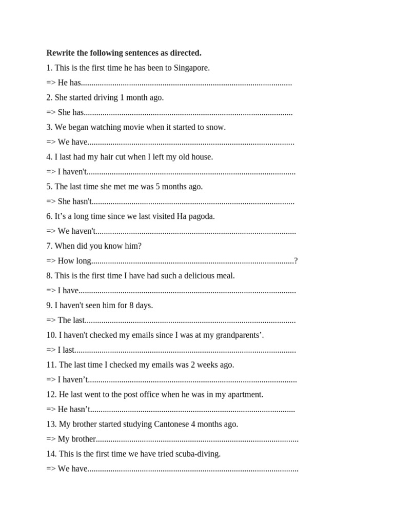 Rewrite past simple to present perfect | PDF | Cooking | Foods