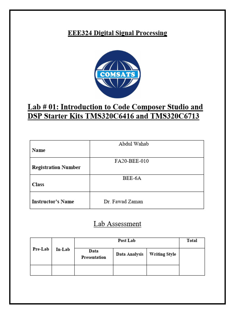 Lab 1 | PDF | Debugging | Digital Signal Processor