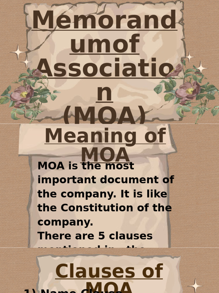 Key Clauses in Memorandum of Association | PDF