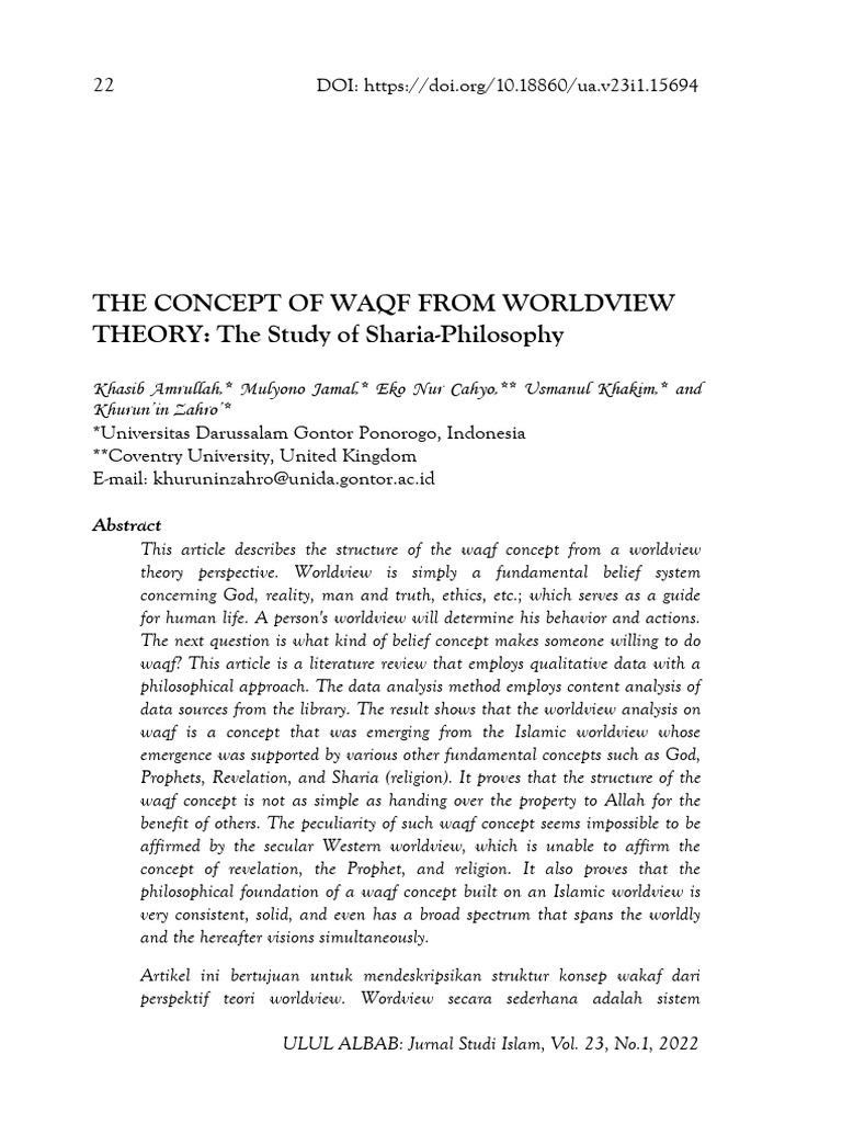 The Concept of Waqf - Harta Wakaf | PDF | Sharia | Revelation
