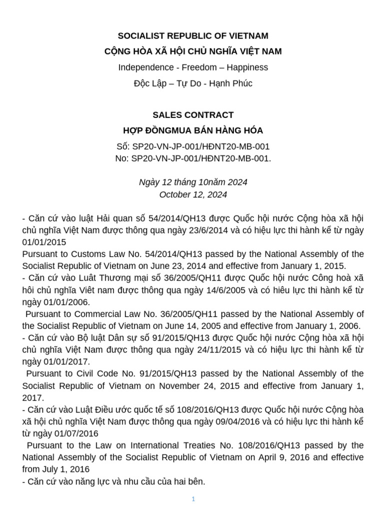 HOP DONG MUA BAN-Ver1 | PDF