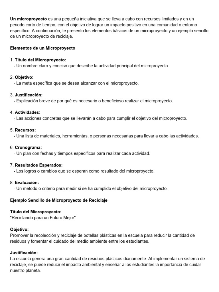 Microproyecto | PDF | Reciclaje | Residuos