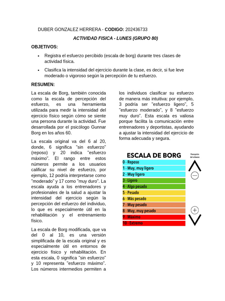 ESCALA DE BORG | PDF | Percepción