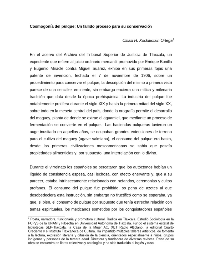 Cosmogonía Del Pulque Un Fallido Proceso para Su Conservación | PDF ...