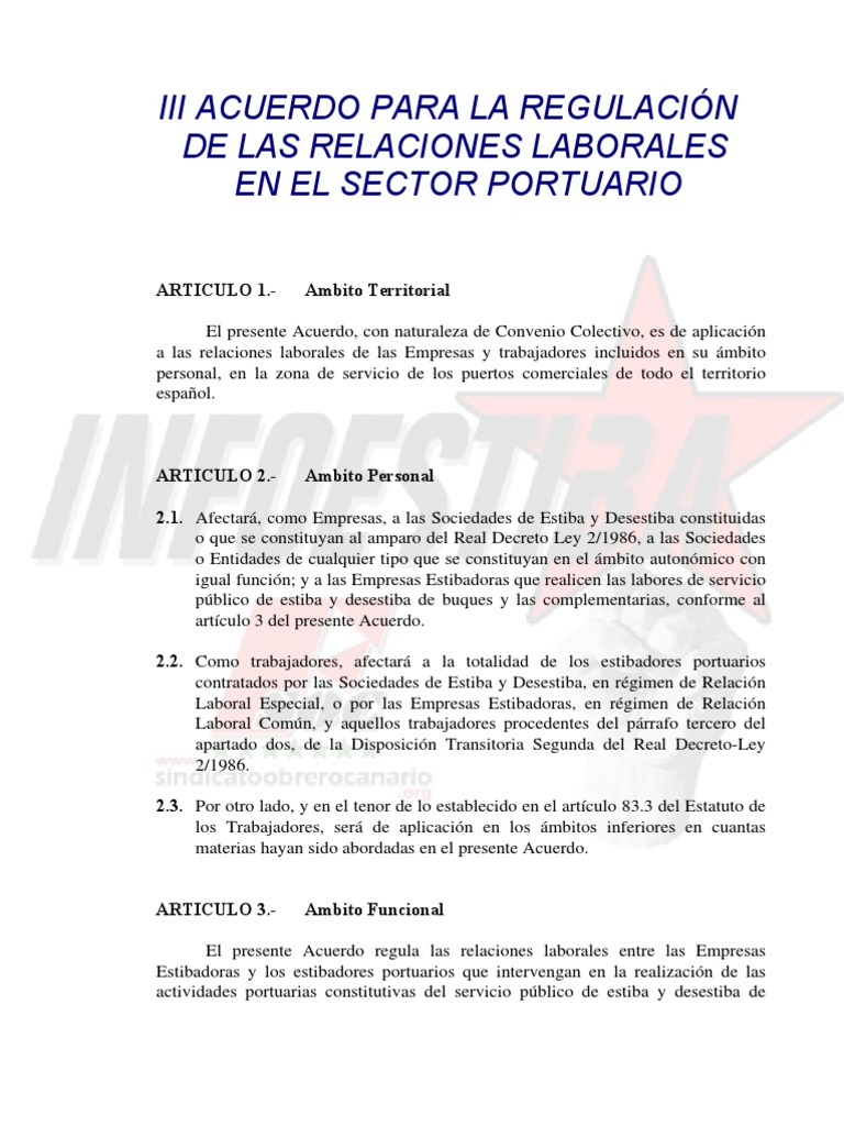 Acuerdo Laboral para Estibadores Portuarios | PDF | Relaciones ...
