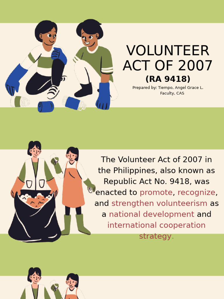 Volunteer Act of 2007 (RA 9418) | PDF | Volunteering | Emergency Management