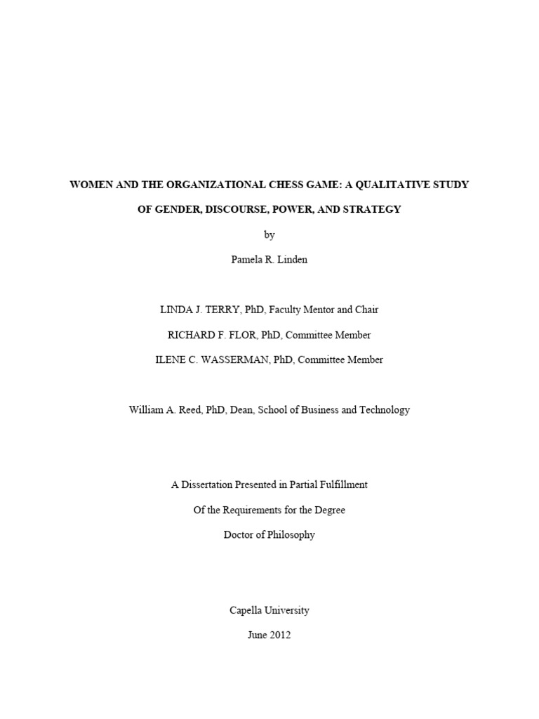Women and The Organizational Chess Game: A Qualitative Study of Gender ...