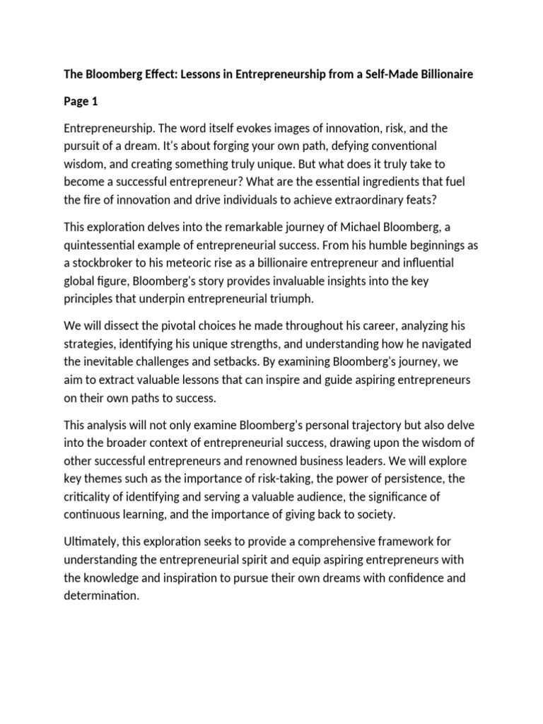 The Bloomberg Effect | PDF | Entrepreneurship | Innovation