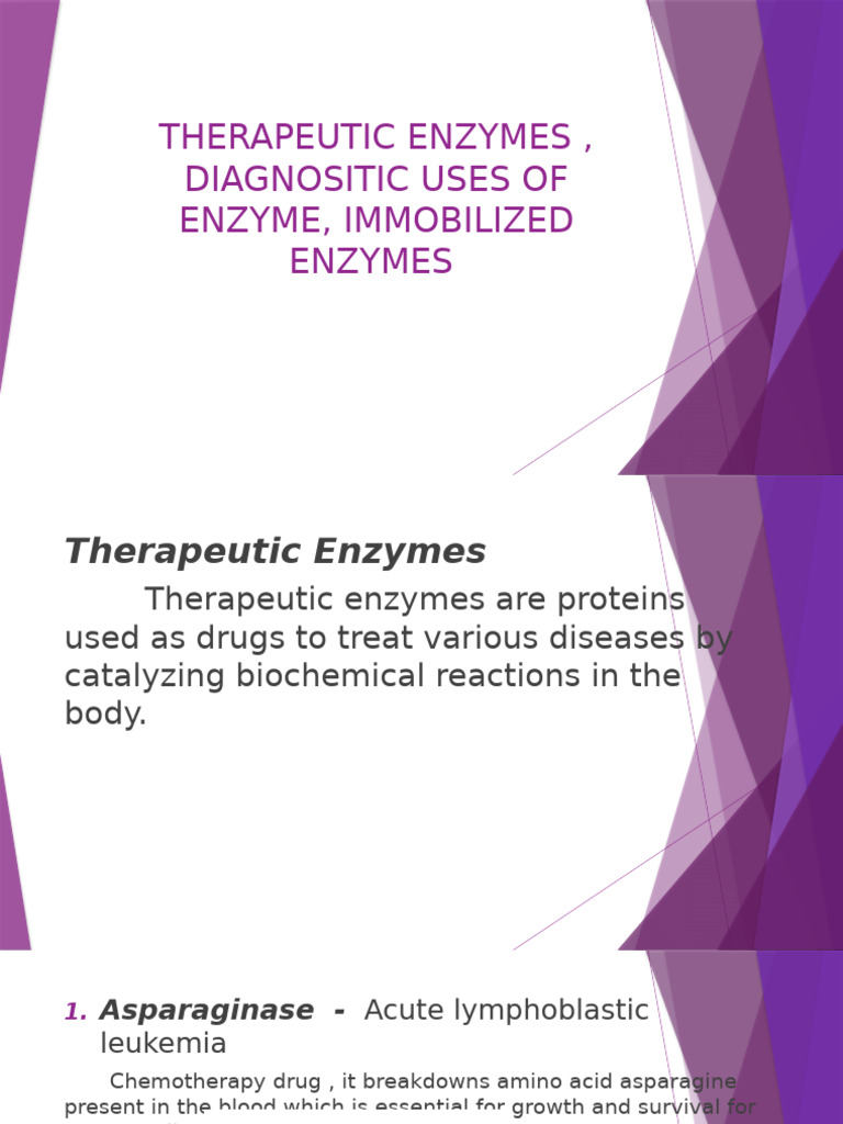 Therapeutic Enzyme, Enzyme Used For Diagnostic Purpose | PDF