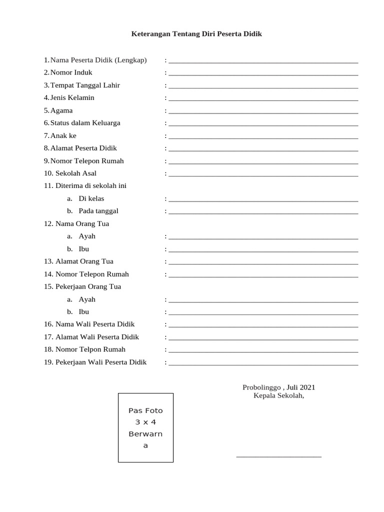 FORMAT-IDENTITAS-RAPOT | PDF