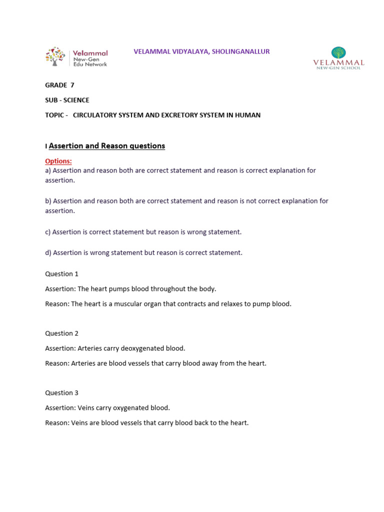 Circulatory and Excretory Systems Quiz | PDF | Human Body | Blood