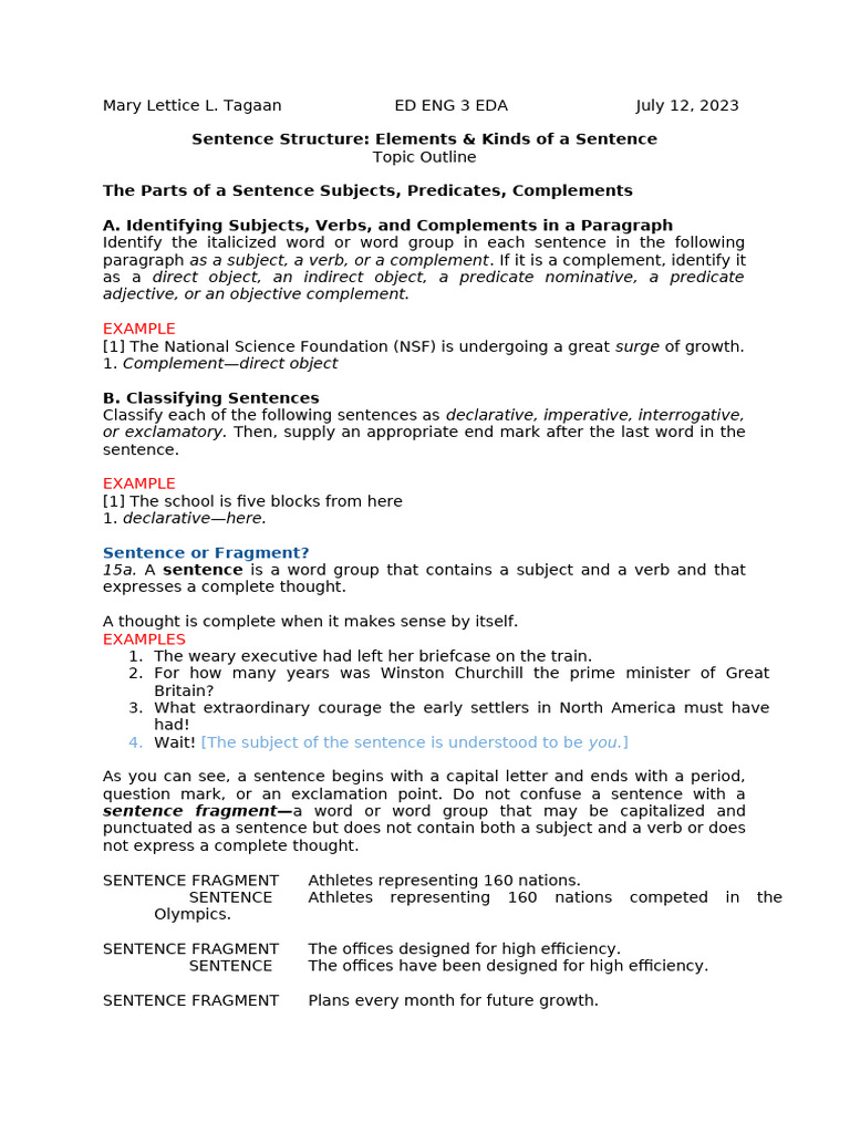 syntax-2-Aa | PDF | Subject (Grammar) | Verb