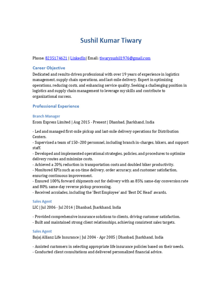 Sushil_Kumar_Tiwary_Resume | PDF