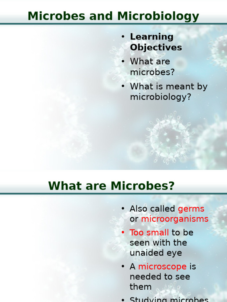 Topic 1 Microbiology and Microbes. An Introduction | PDF