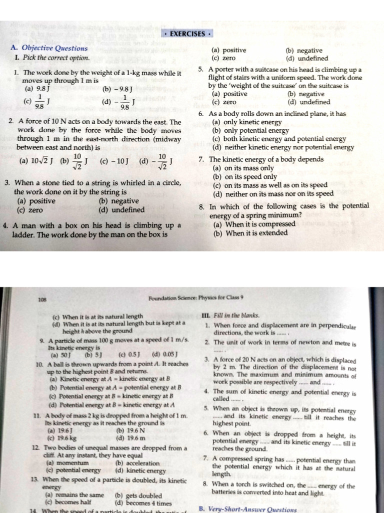 Work, Energy and Power (H C Verma) | PDF