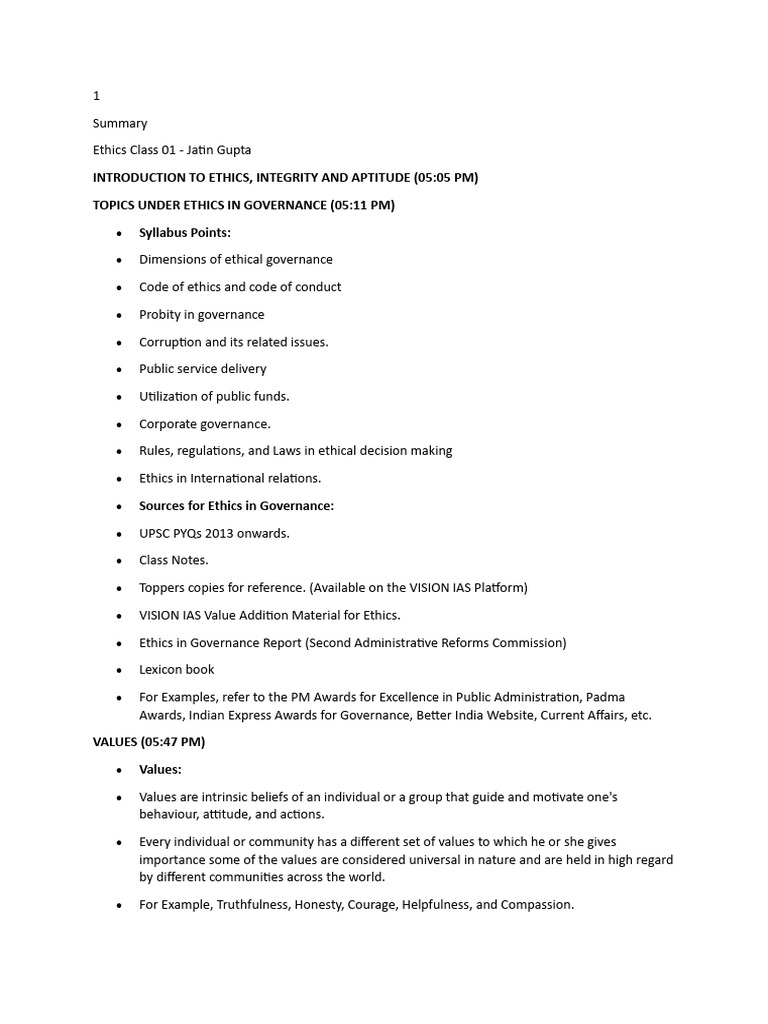 Ethics Jatin Sir | PDF | Integrity | Compassion