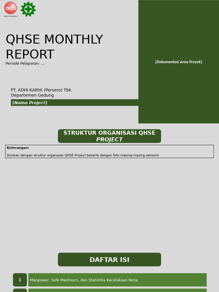 Template Qhse Monthly Report | PDF