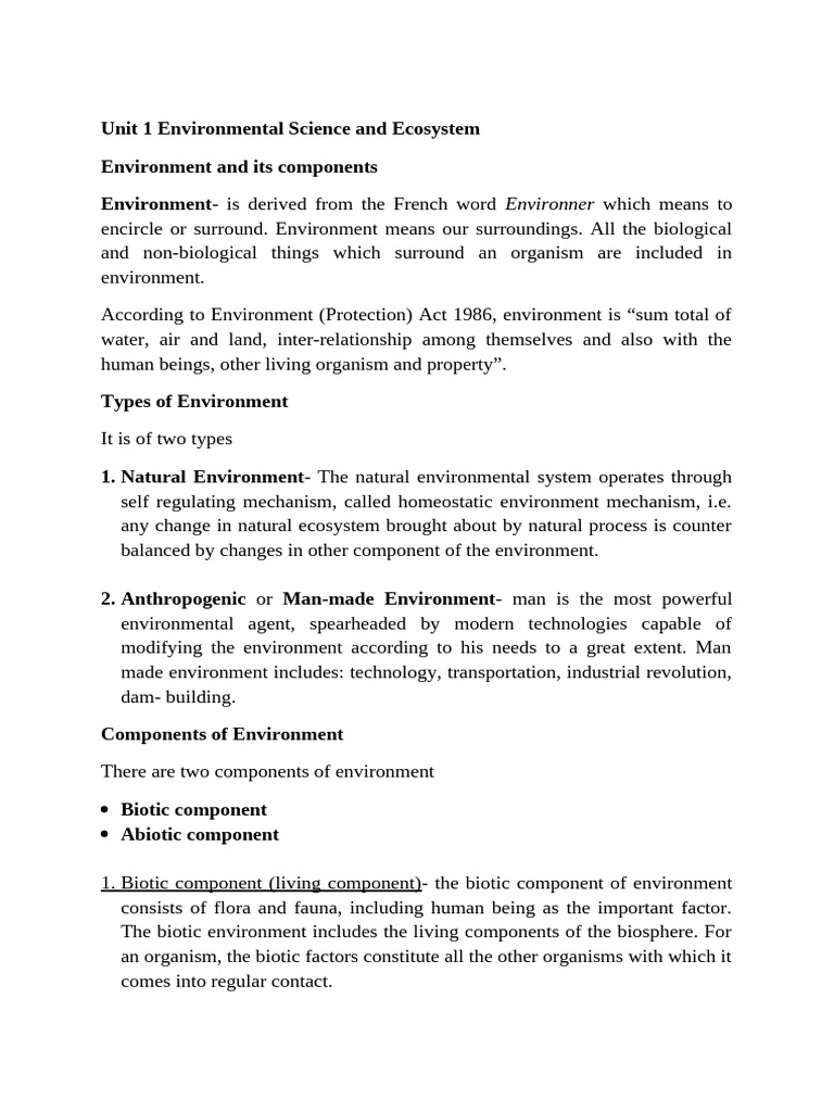 Unit 1- Environmental Science and Ecosystem-1 | PDF | Atmosphere Of ...