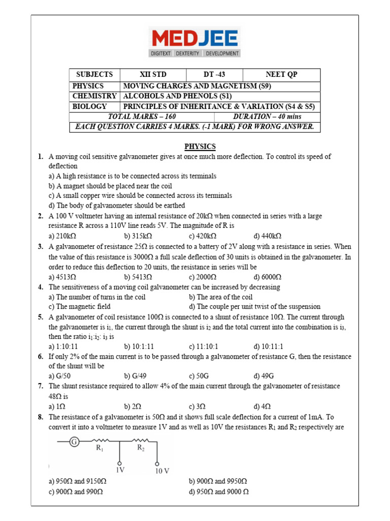 Galvanometer and Voltmeter Concepts in Physics | PDF | Gene | Genetic Code