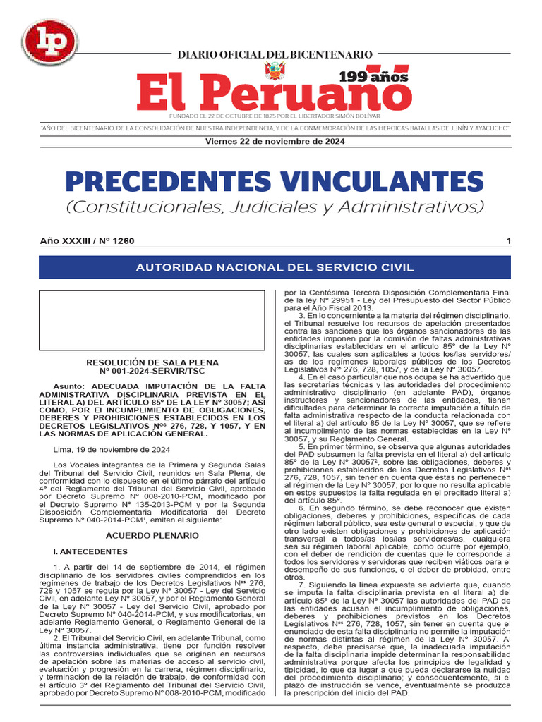 Resolucion de Sala Plena 001 2024 SERVIR TSC LPDerecho | PDF ...