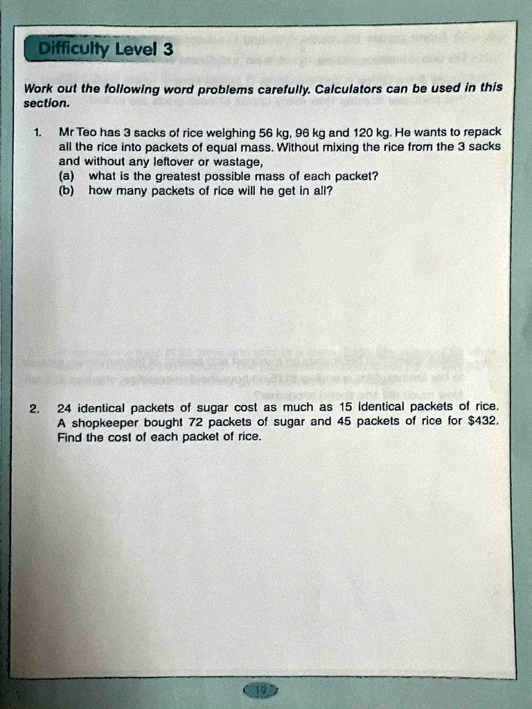 P5 Andrew Er Booklet 1 Diff Level 3 | PDF | Arithmetic