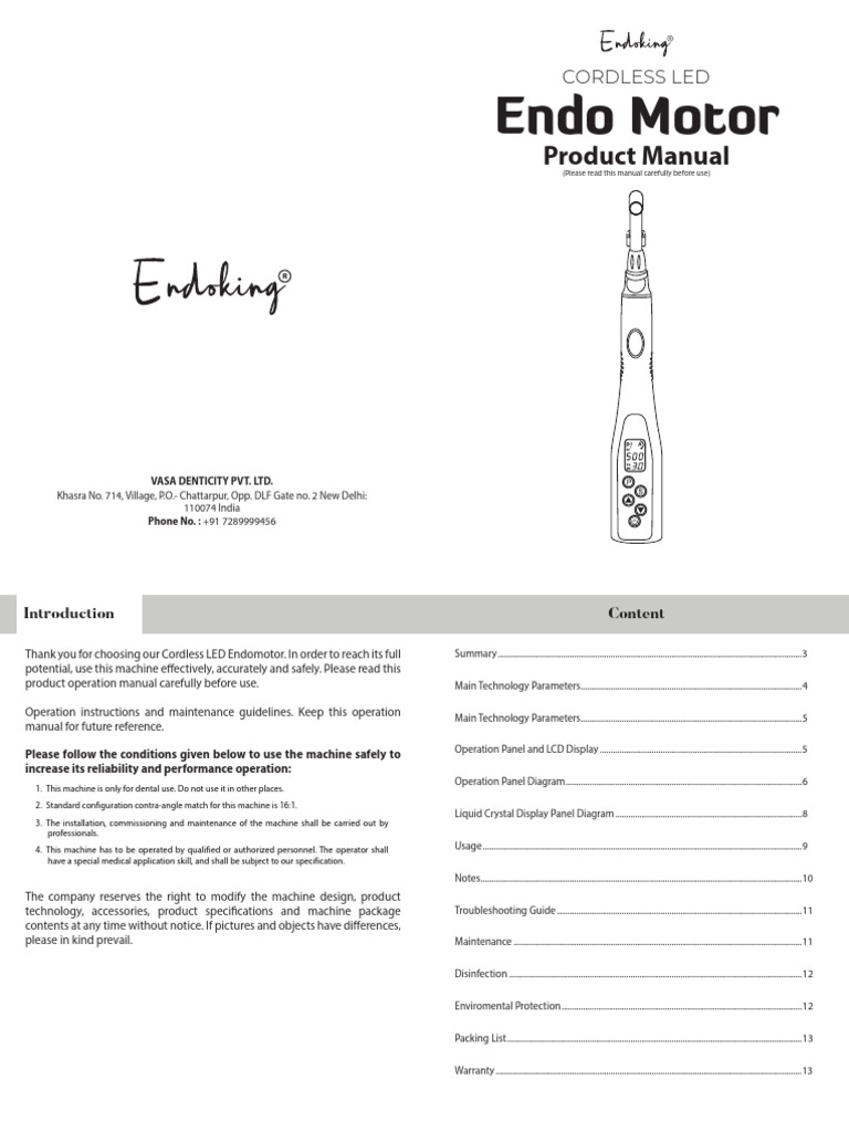 Cordless LED Endo Motor Manual | PDF | Power Supply | Battery Charger