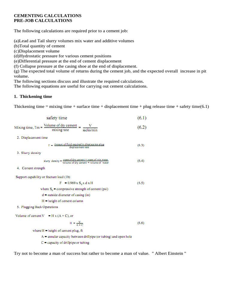 Cementing Calculations | PDF