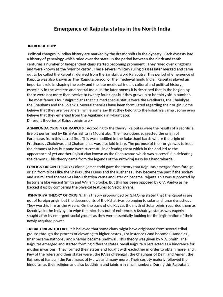 Emergence of Rajput States in North India | PDF | South Asia
