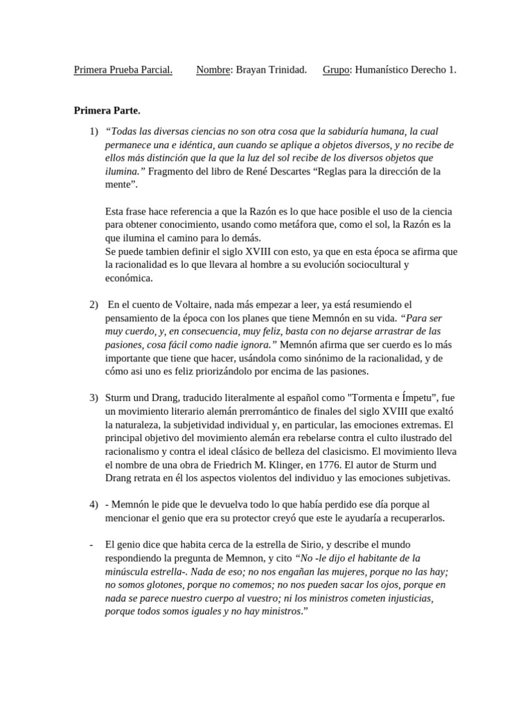 Primera Prueba Parcial de Literatura | PDF | Romanticismo | El Cuervo