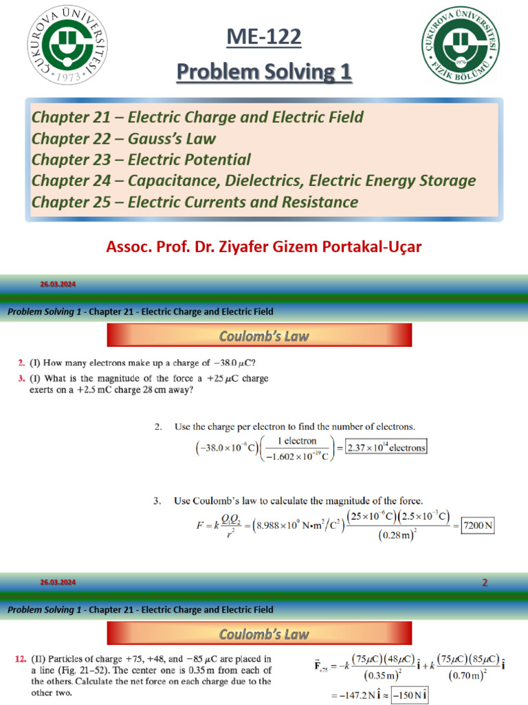 Physics II - Problem Solving 1 | PDF | Electric Field | Electric Charge